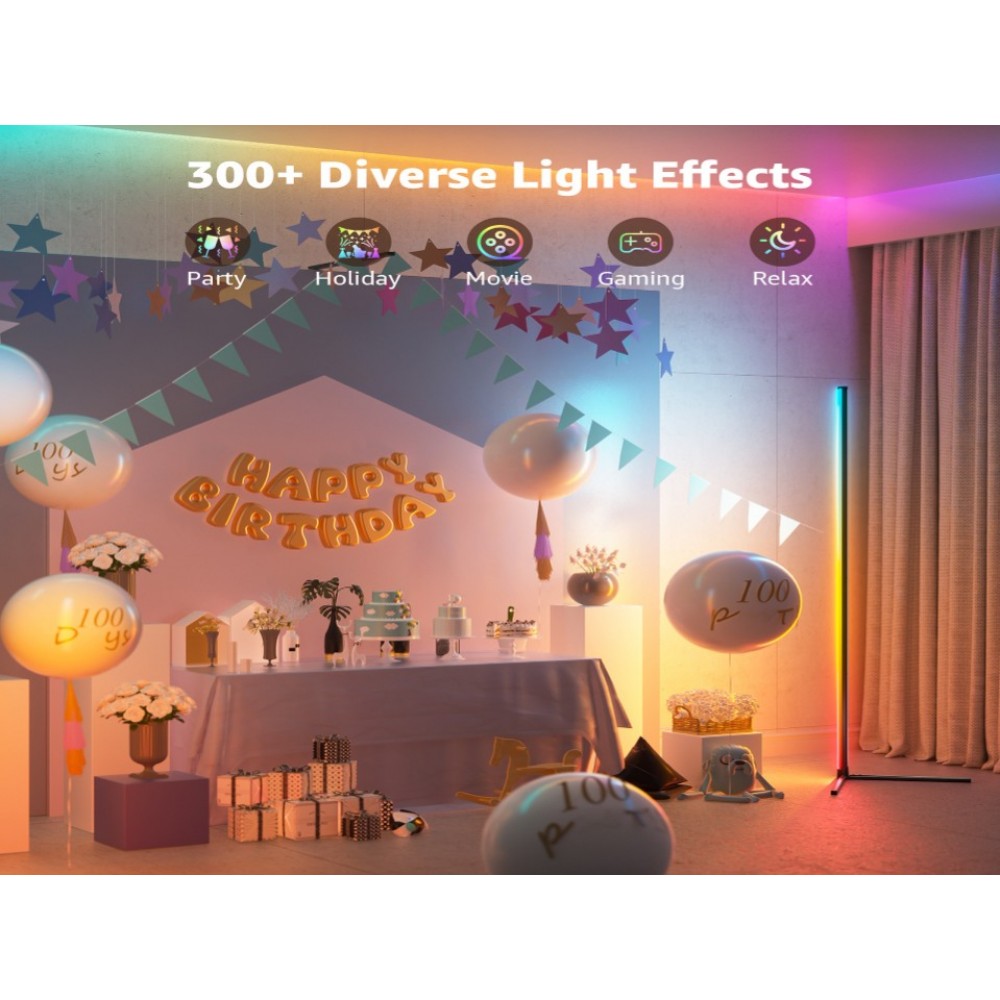 bedee LED Corner Floor Lamp: 65" RGB 16 Million Color Changing Floor ...