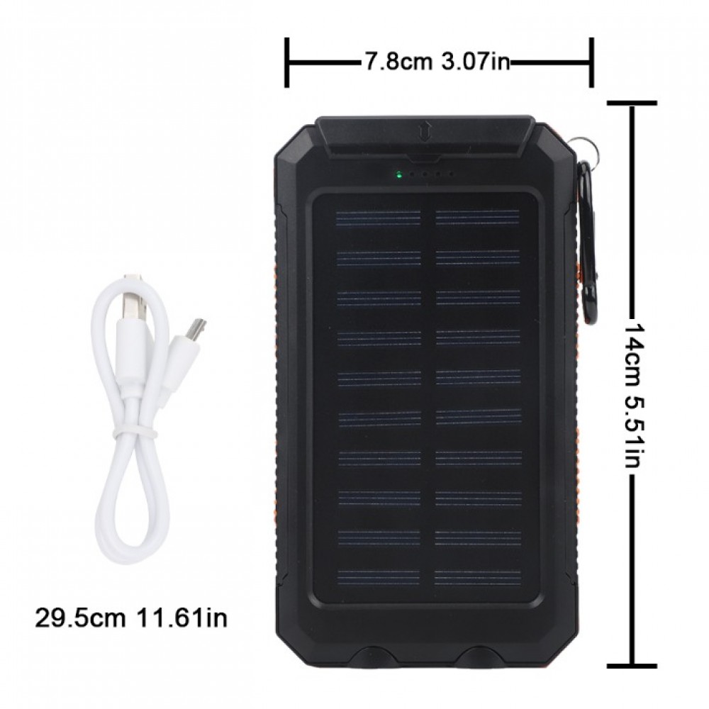 30000mAh Solar Charger - Waterproof Power Bank with Dual USB & LED