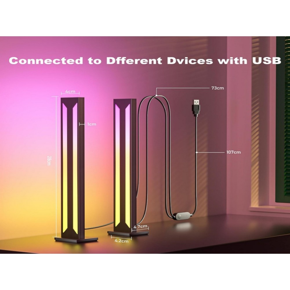 bedee Smart LED Light Bar, 2Packs RGB Light Bars with App 16 Million ...